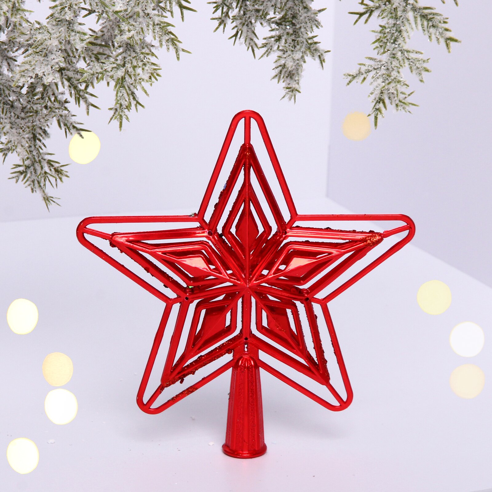 Звезда ёлочная "Ажурный вечер" 15см, красная, металл, для новогоднего декора