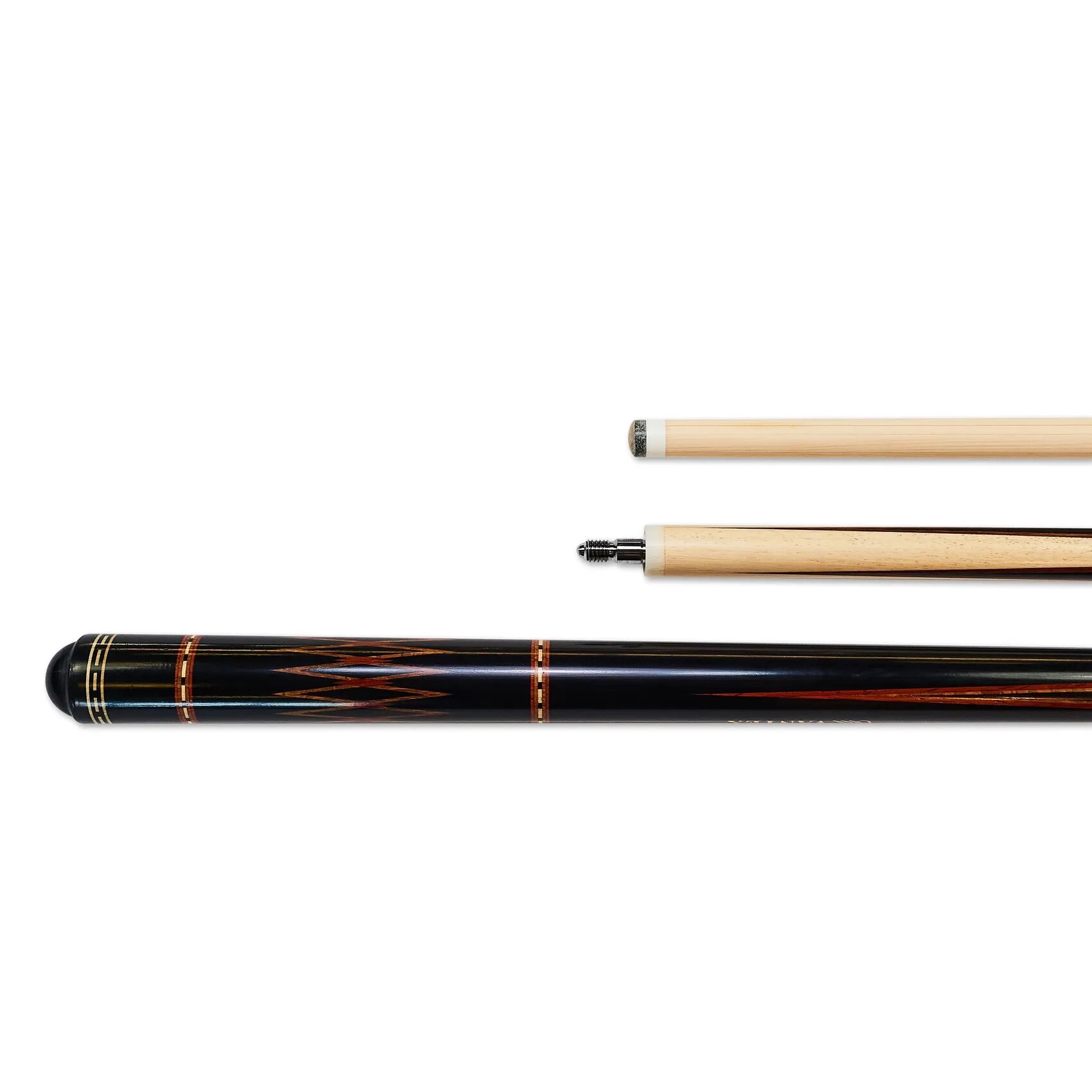 Кий для русского бильярда "Оникс" 3-сост, мастерской "Vantex"(чёрный граб/лайсвуд/падук)