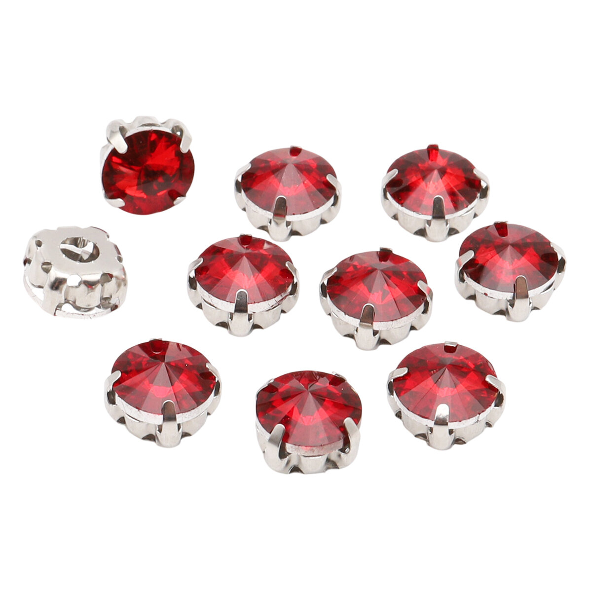 Стразы в цапах хрустальные круглые 8 мм, 10 шт, Astra&Craft (красный)
