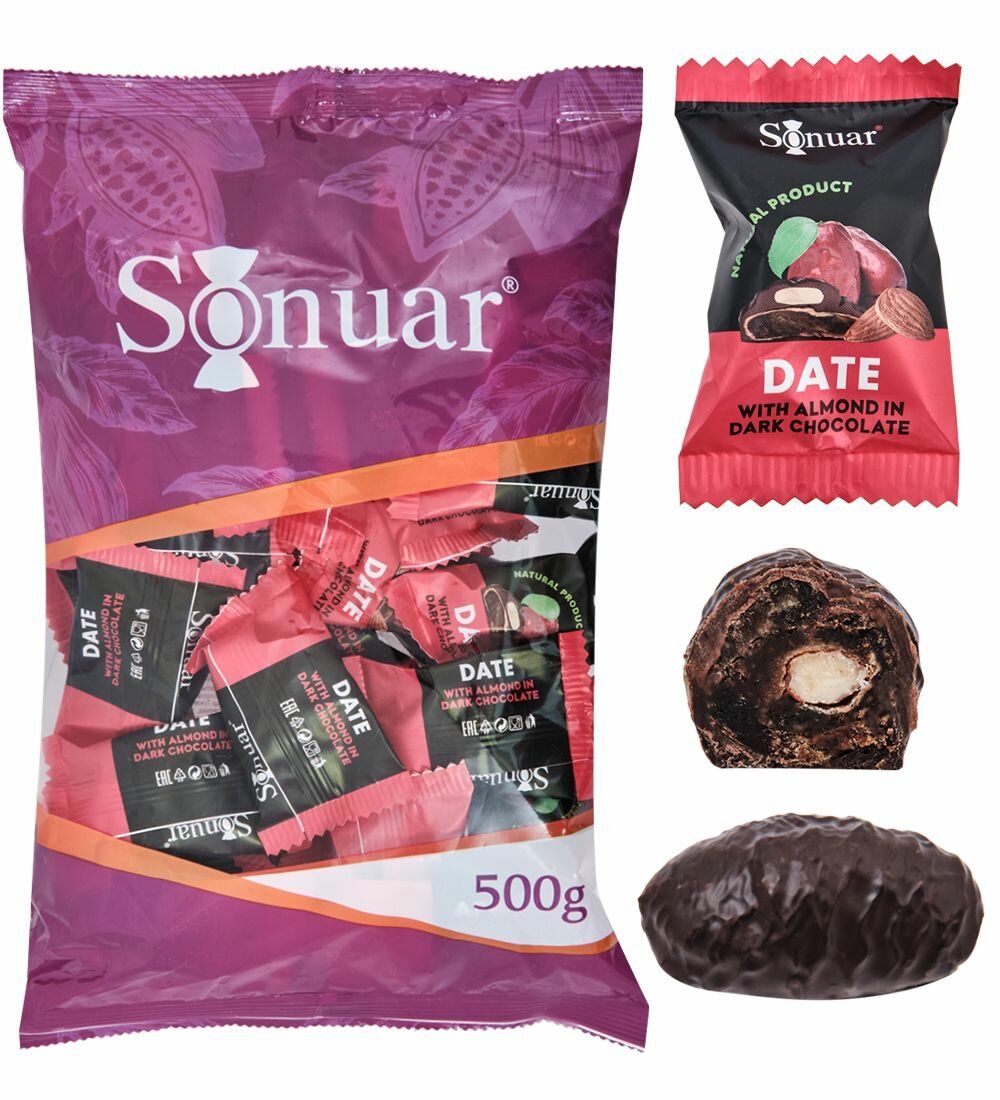 Финик с миндалем в шоколаде 500гр (Sonuar)
