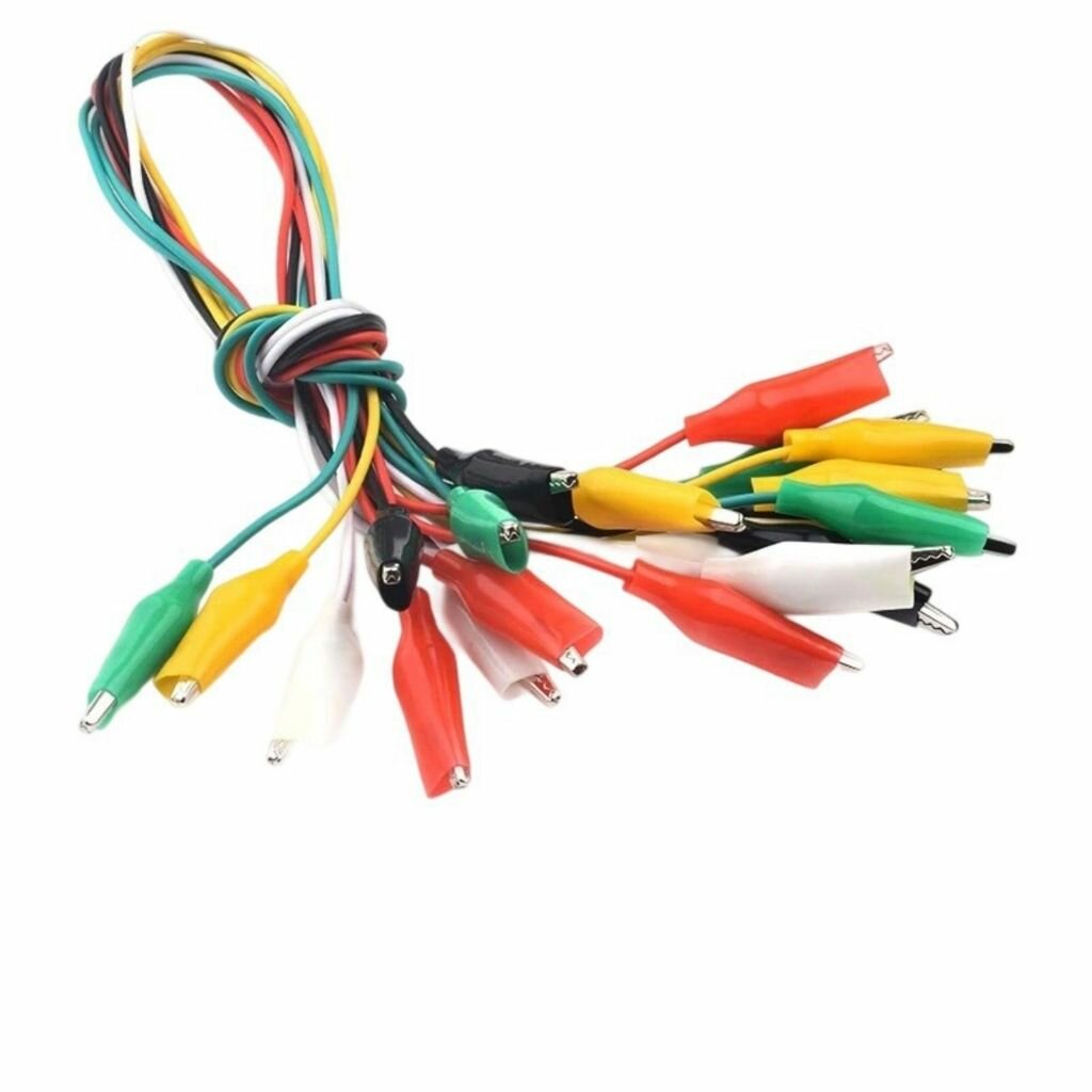 Набор из 10 тестовых проводов с зажимами "крокодил" 50 см, - 35mm
