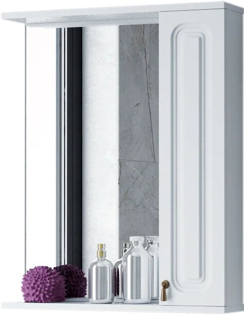Зеркало Corozo Элегия ретро 60 с полкой, со шкафчиком, 59 см, белое, зеркало настенное в ванную