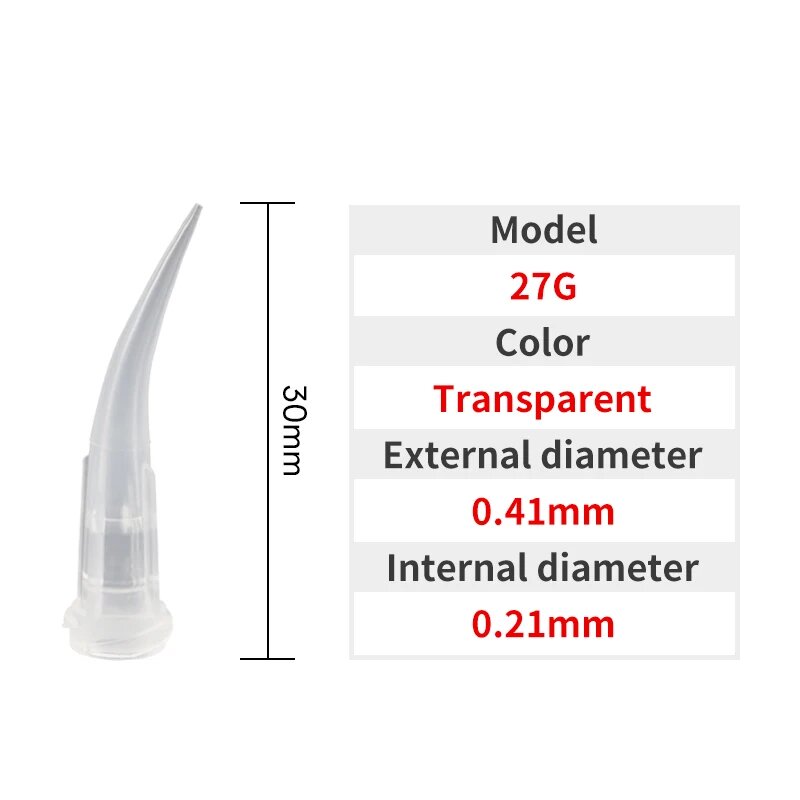 Игольчатые иглы для клея 50 шт. 14-30G 27G White 50Pcs