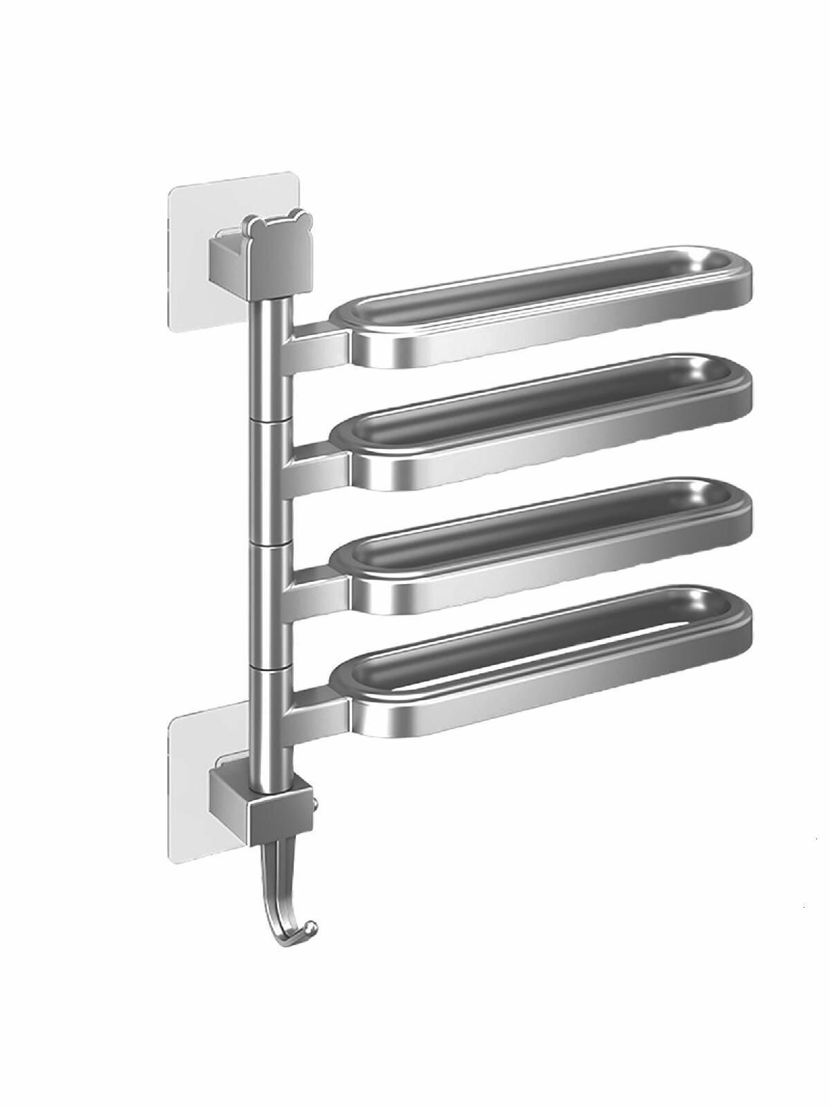 Стеллаж для ванной, Вешалка для полотенец без перфорации-серая-четыре стойки