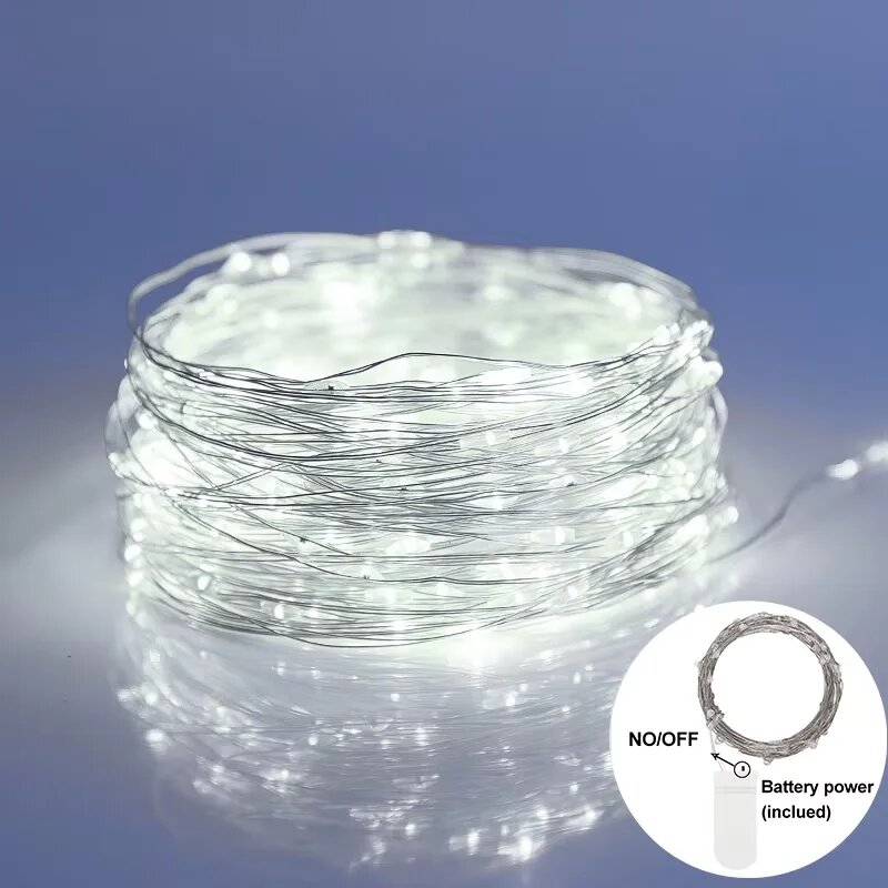 Гирлянда светодиодная 10м, 100 LED, белый свет