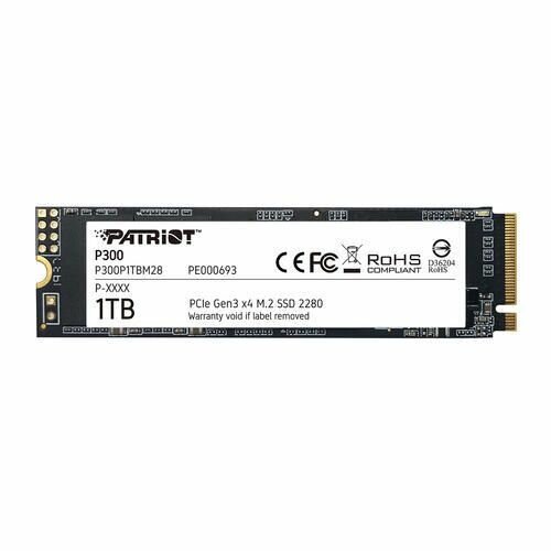 1000 ГБ SSD M.2 накопитель Patriot P300 (P300P1TBM28) - PCI-E 3. x x4, чтение - 2100 Мбайт/сек, запись - 1650 Мбайт/сек, 3D NAND, NVM Express