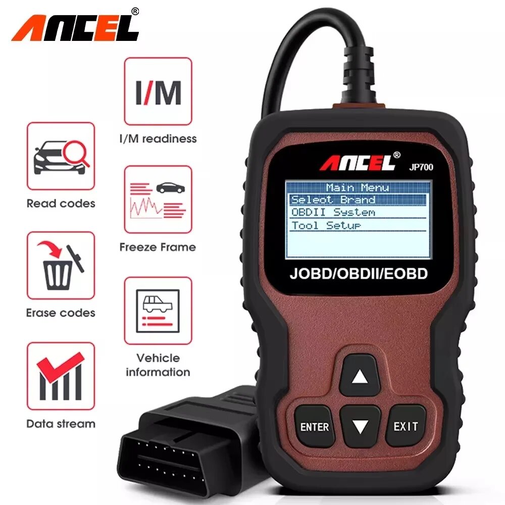 Диагностический сканер Ancel JP700 OBD2, устройство для чтения кодов автомобиля, для Honda, Toyota, Nissan, Mitsubishi, универсальный, Ancel JP700