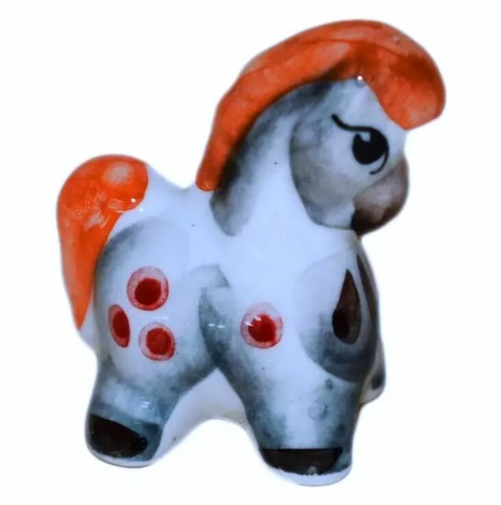 Лошадка малая цветная 4 см, гжель, Символ года 2026, коллекционный сувенир, подарок на Новый год, рождество