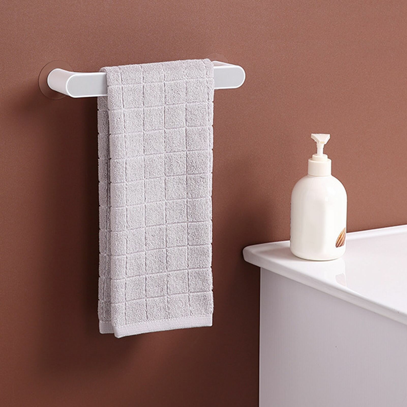 Полка на присоске для тапочек, тонкая толщина, без присосок, без гвоздей, без ударов, тапочки, полка для хранения полотенец, короткая серая