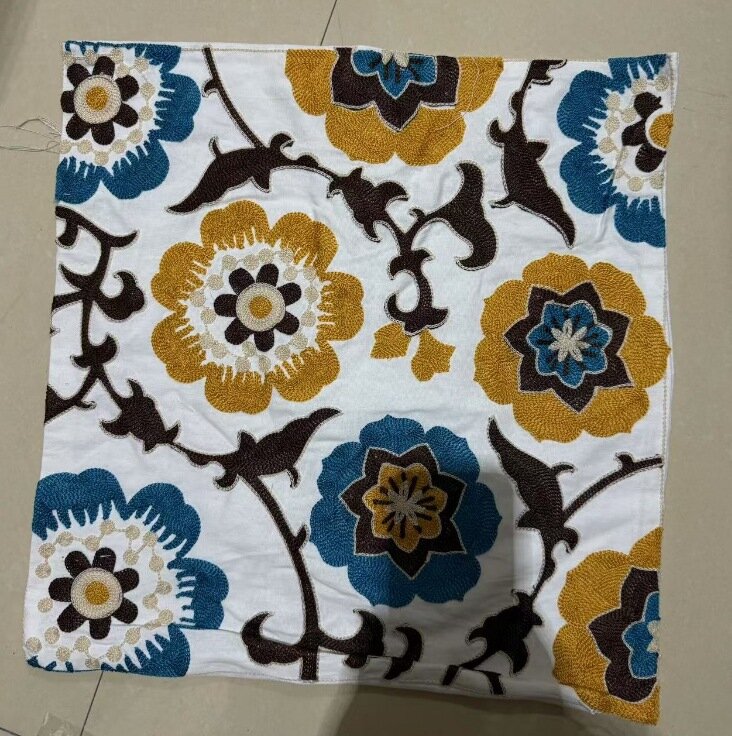 Вышитая наволочка в американском пасторальном стиле 45*45cm （no filling）