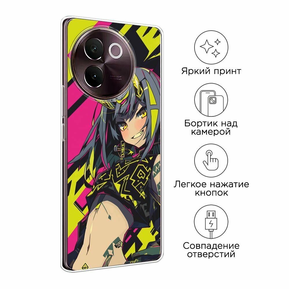 Чехол на Vivo V30e / Виво В30е с принтом "Девушка в кибер костюме" — фото 1