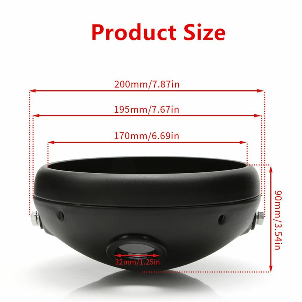 Корпус Фары 7 "Черный Корпус Крышки Фары Мотоцикла Универсальный