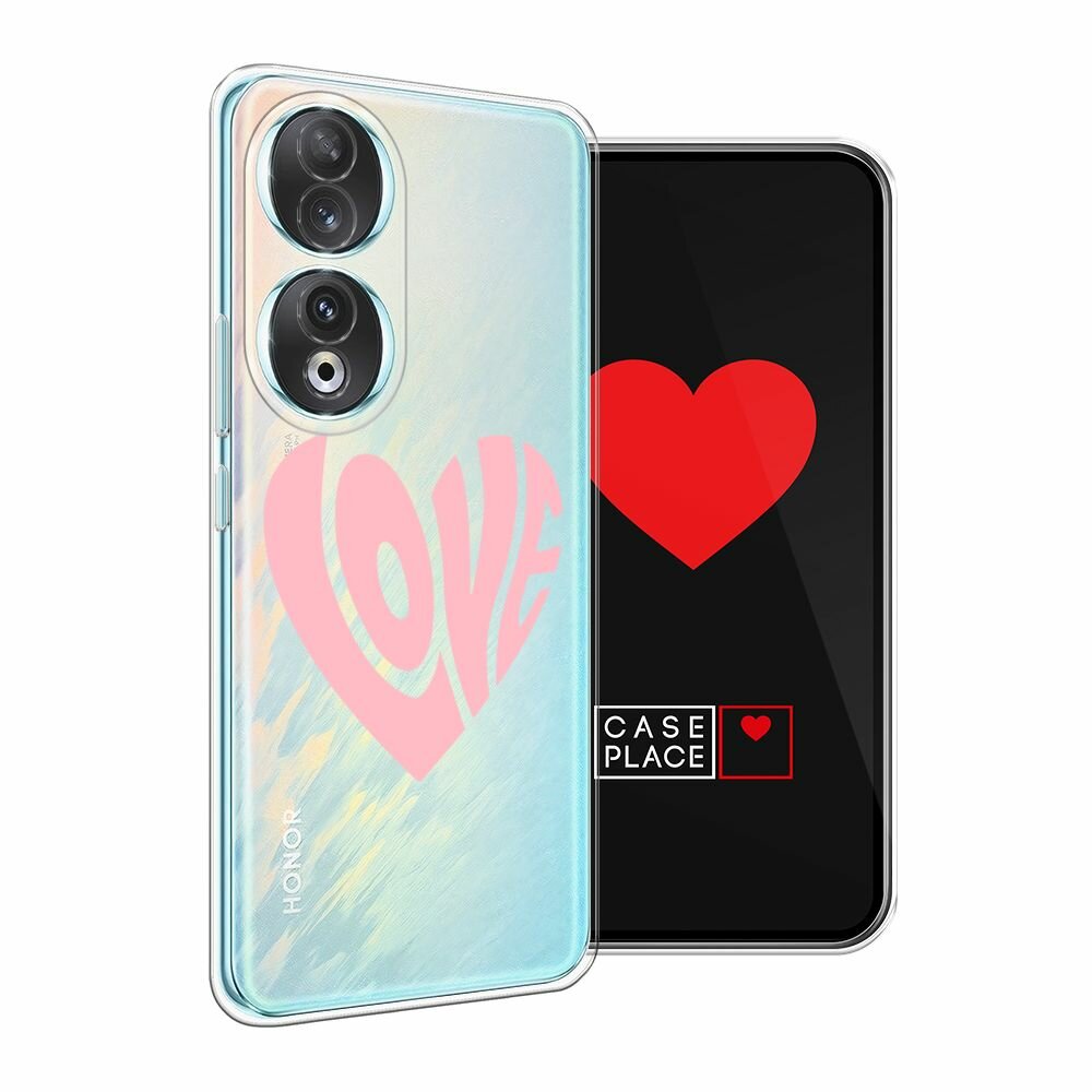 Чехол на Honor 90 / Хонор 90 с принтом "Love heart 3 - 14 февраля", прозрачный — фото 1