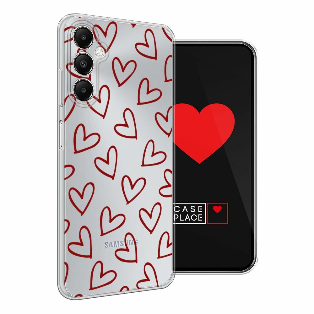 Чехол на Samsung Galaxy A05s / Самсунг Галакси A05s с принтом "Little hearts doodles 2 - 14 февраля", прозрачный — фото 1