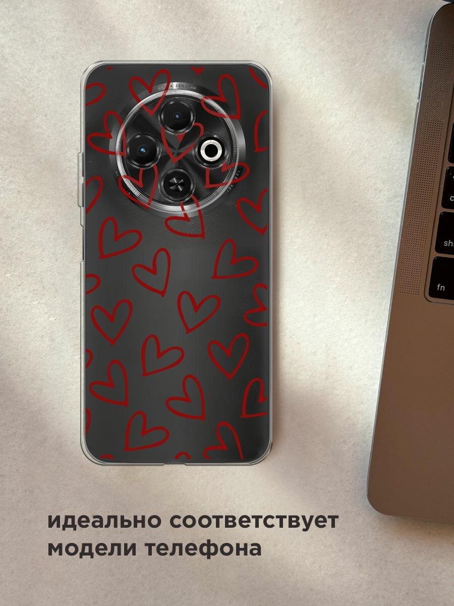 Чехол на Tecno Spark 30C / Текно Спарк 30C с принтом "Little hearts doodles 2 - 14 февраля", прозрачный — фото 1