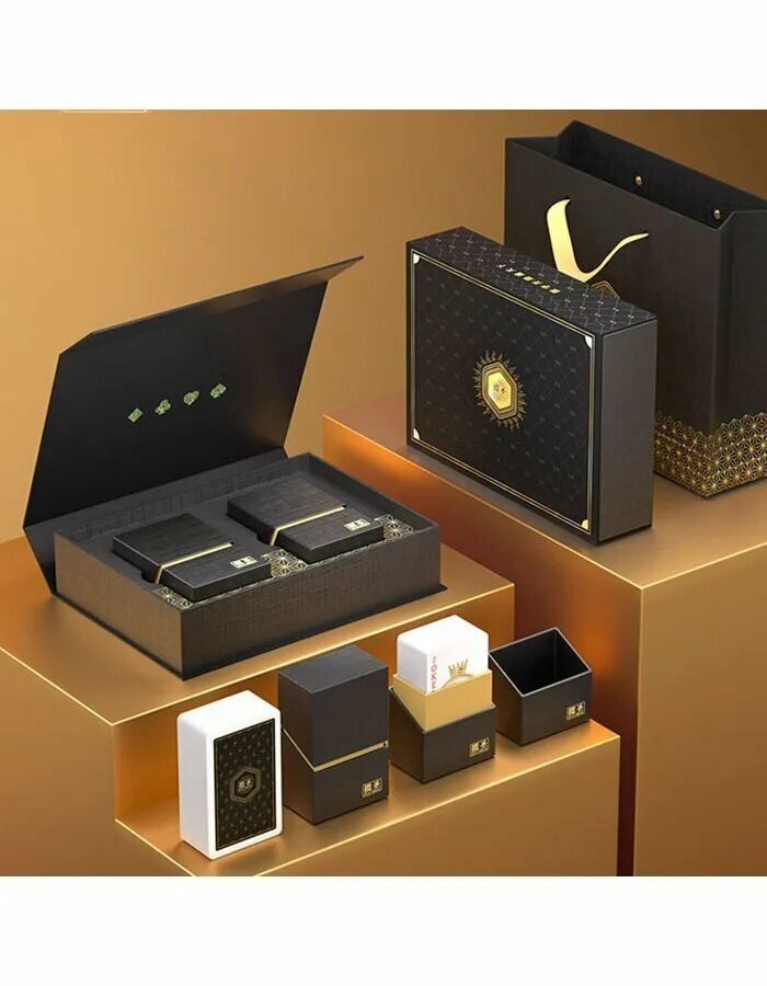 Подарочный набор карт для игры Гуаньдань, 4 колоды, черная бумага (Polar Night Black)