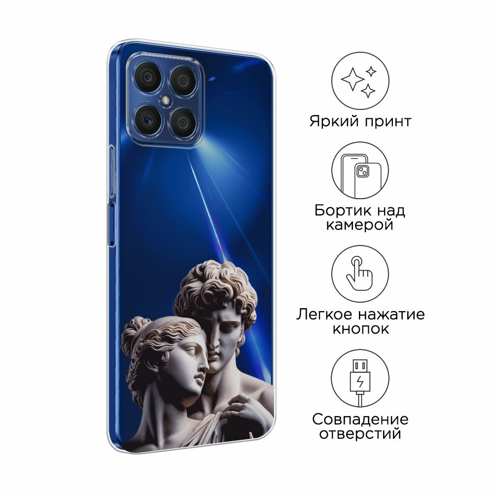 Чехол на Honor X8 / Хуавей X8 с принтом "Нежные скульптуры - 14 февраля", прозрачный — фото 1