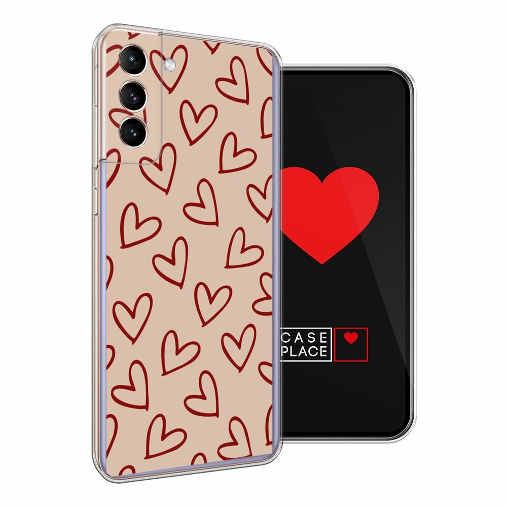 Чехол на Samsung Galaxy S21 + / Самсунг Галакси S21 Плюс с принтом "Little hearts doodles 1 - 14 февраля" — фото 1