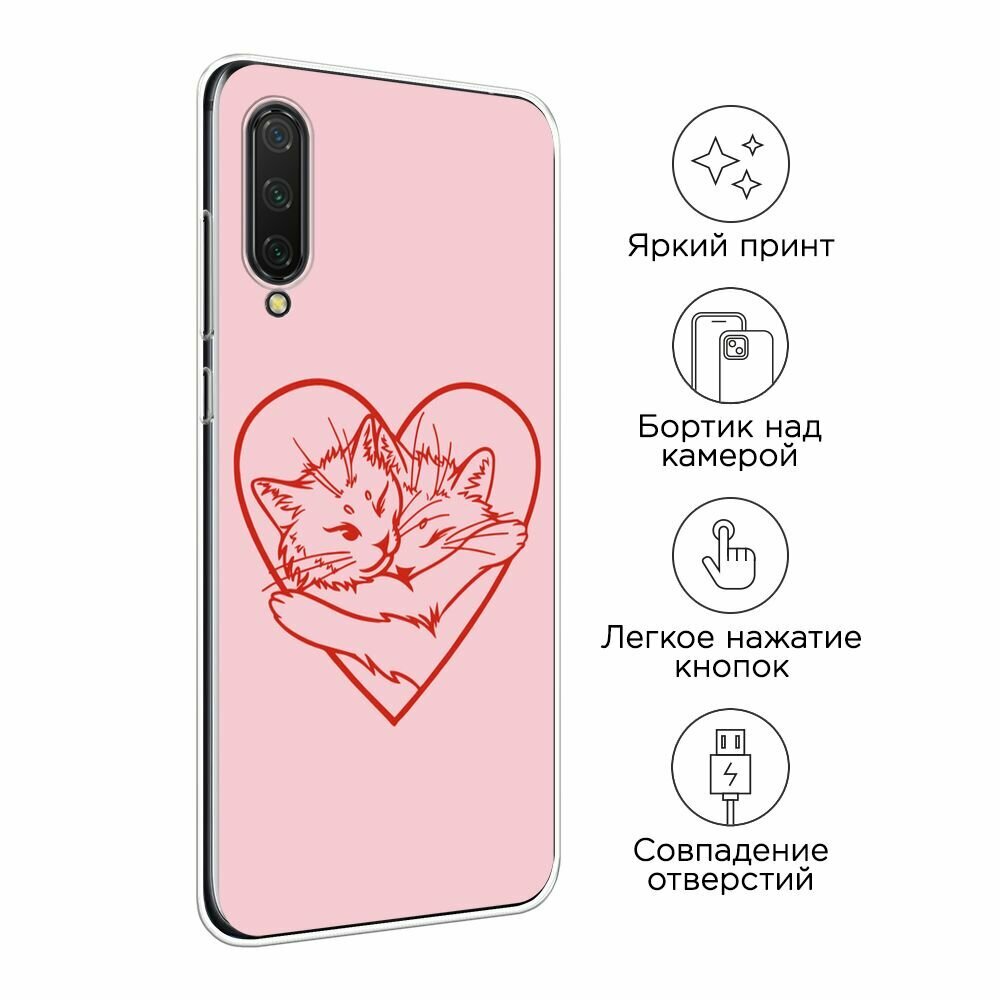 Чехол на Xiaomi Mi CC9/A3 Lite/9 Lite / Сяоми Mi CC9/A3 Lite/9 Lite с принтом "Влюблённые котики рисунок 1 - 14 февраля" — фото 1