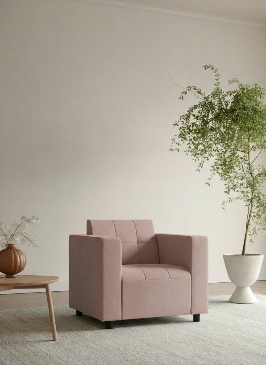 Кресло Альтаир с подлокотниками розовый велюр в офис, дом, салон красоты, прихожую, гостиную, зону ожидания.