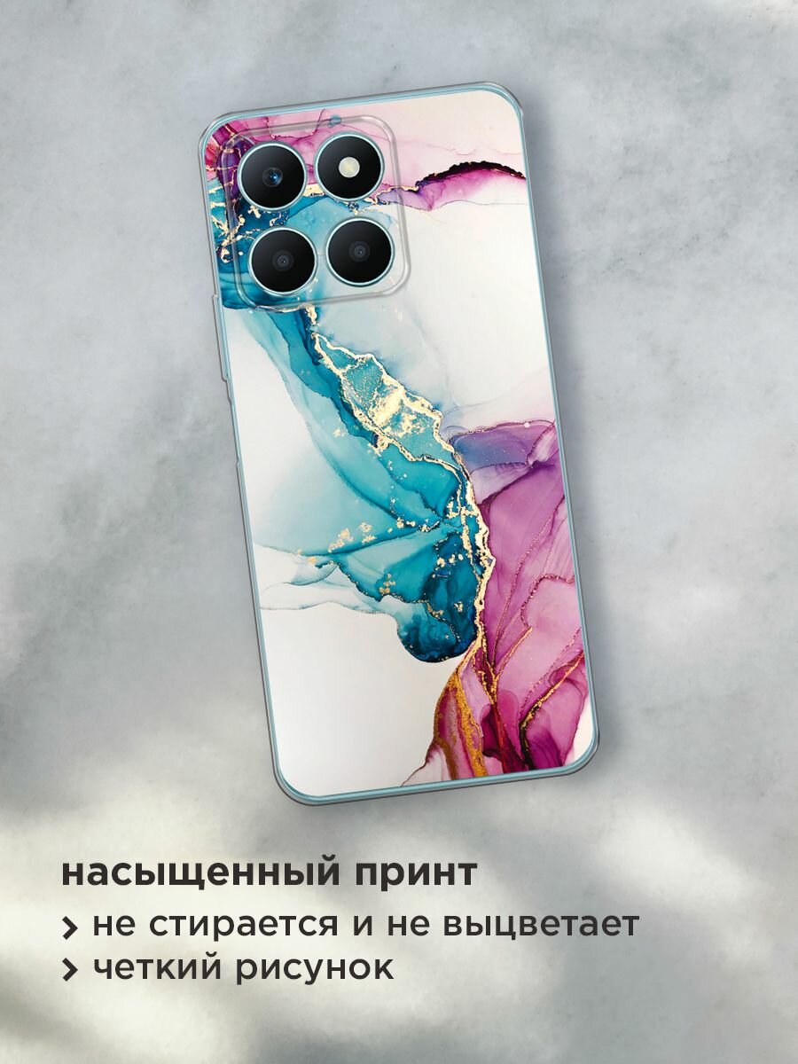 Чехол на Honor X6A / Хонор X6A с принтом "Розовые разводы рисунок" — фото 1