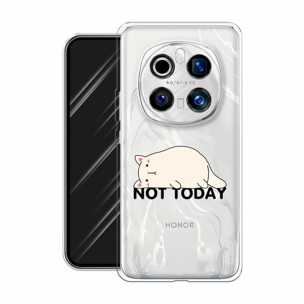 Чехол на Honor Magic 7 Pro / Хонор Мэджик 7 Про с принтом "Cat not today", прозрачный — фото 1