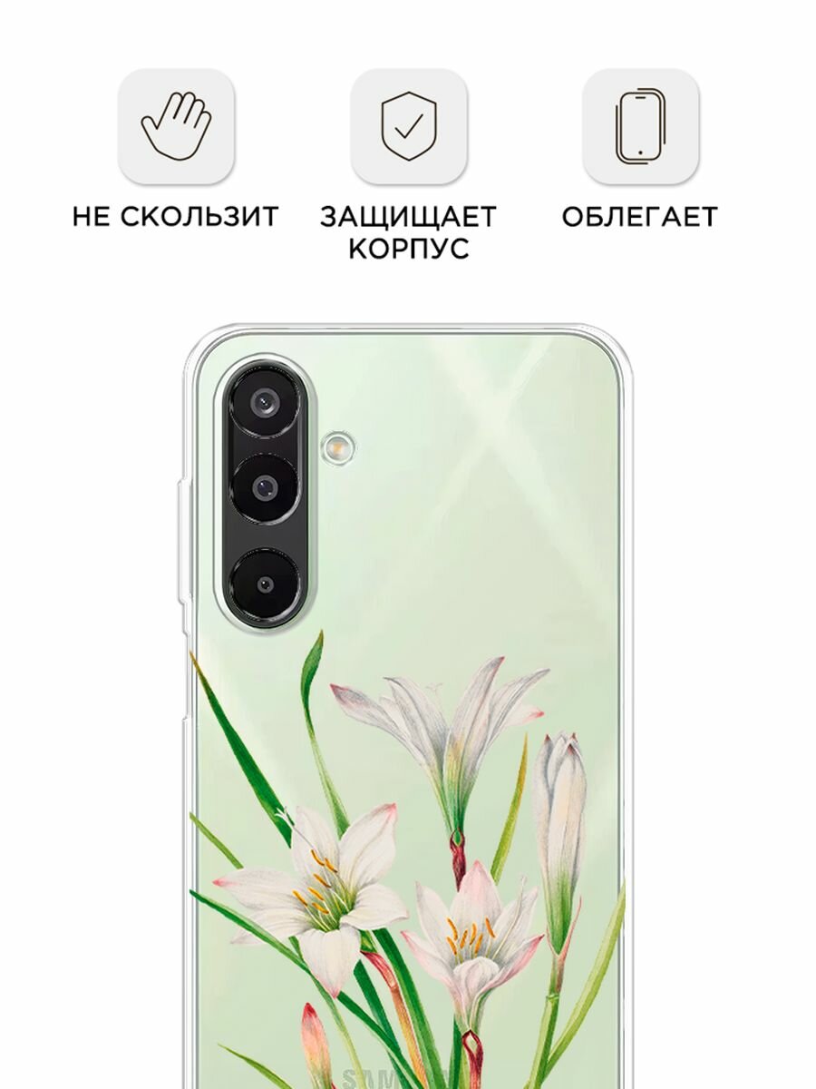 Чехол на Samsung Galaxy M16 / Самсунг Галакси М16 с принтом "White lily", прозрачный — фото 1