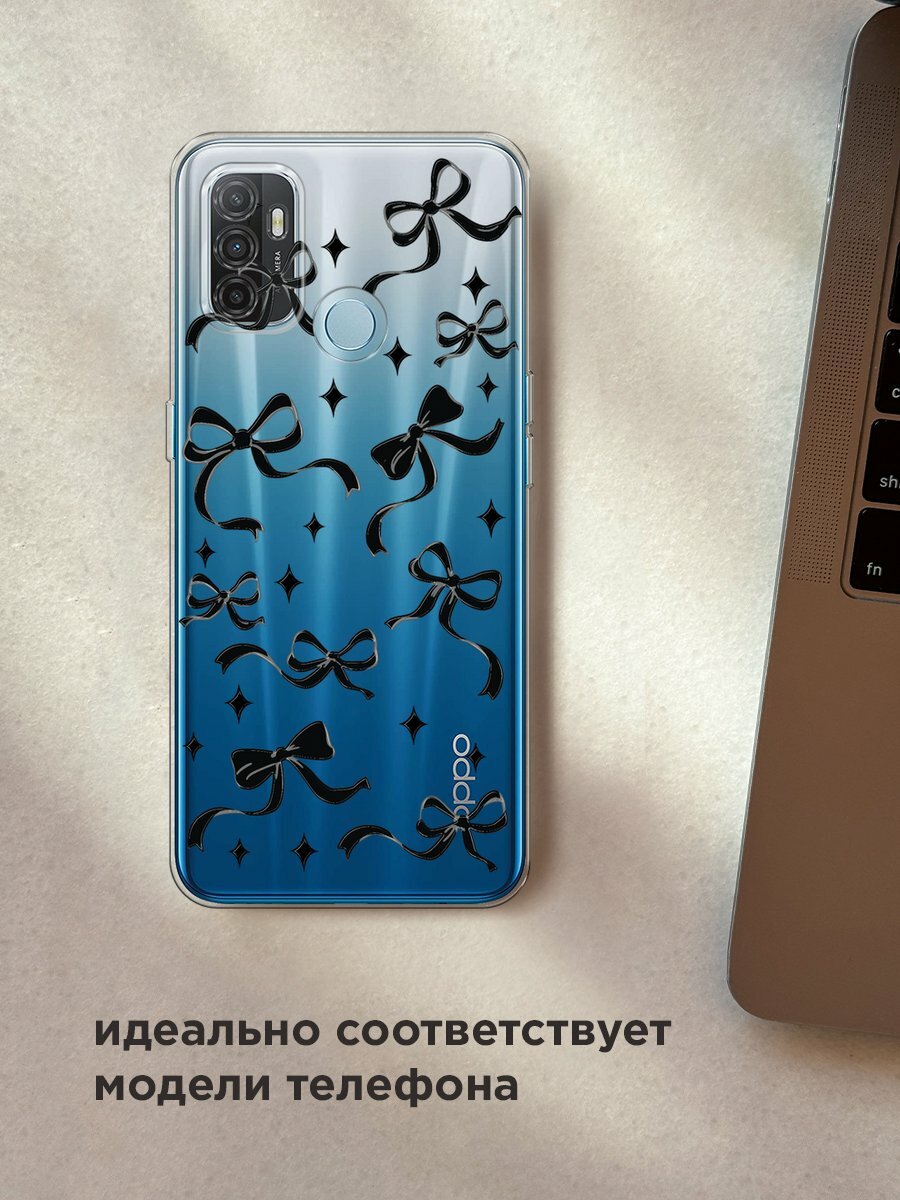 Чехол на Oppo A53 / Оппо А53 с принтом "Милые чёрные бантики 4" — фото 1