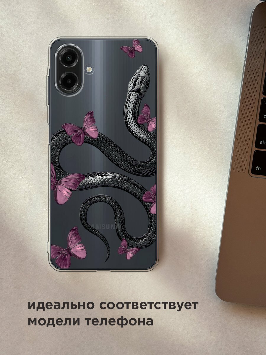 Чехол на Samsung Galaxy A07 / Самсунг А07 с принтом "Snake and butterflies 2" — фото 1
