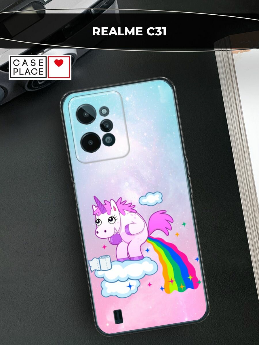 Чехол на Realme C31 / Реалми C31 с принтом "Единорог какает"