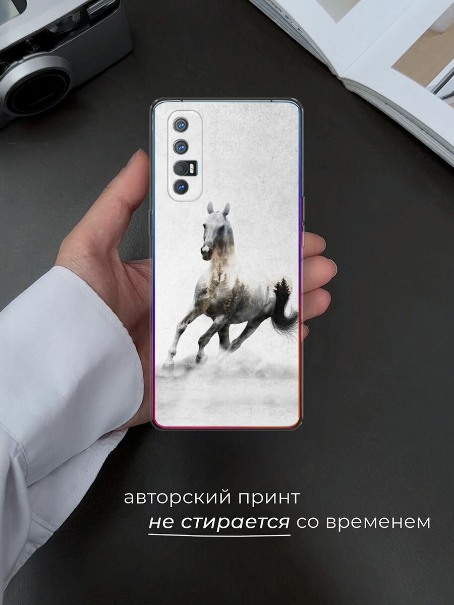 Чехол на Oppo Reno 3 Pro / Оппо Рено 3 Про с принтом "Лошадь лес" — фото 1