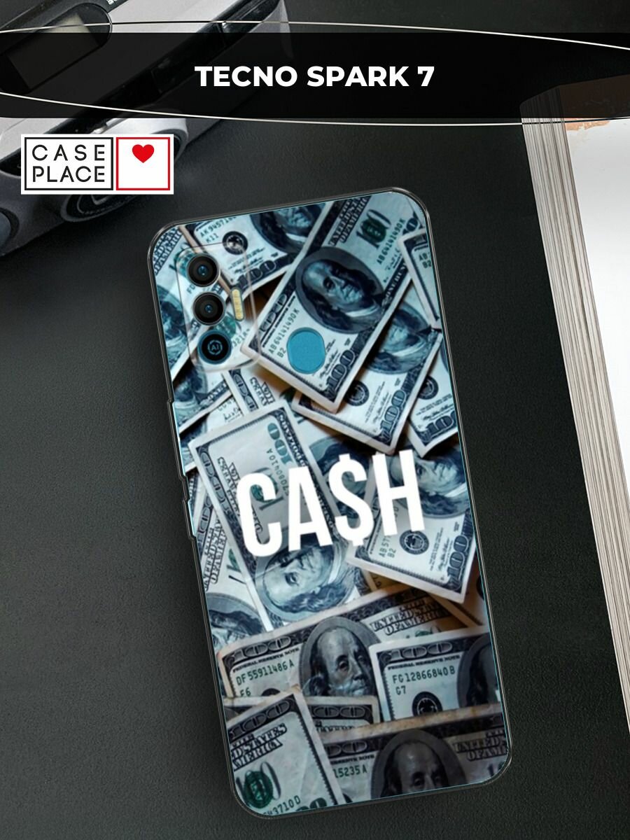 Силиконовый чехол на Tecno Spark 7 / Техно Спарк 7 с принтом "Cash"