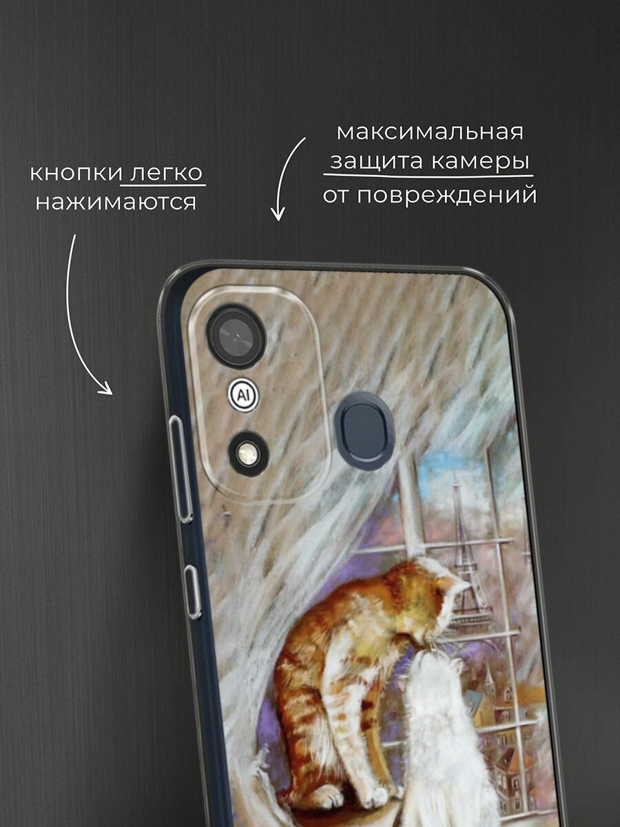 Чехол на Itel A27 / Ител А27 с принтом "Влюбленные котики 1" — фото 1