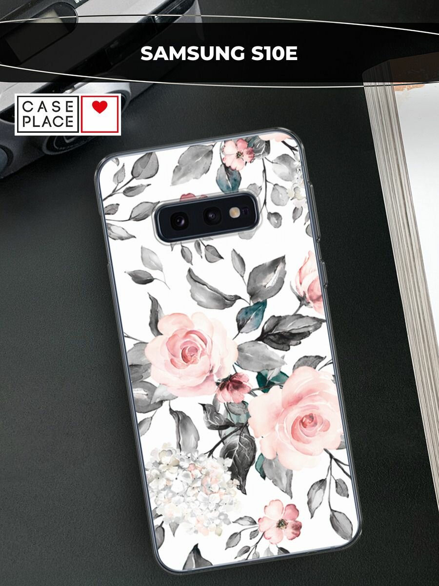 Чехол на Samsung Galaxy S10E / Самсунг Галакси S10E с принтом "Розы на белом"