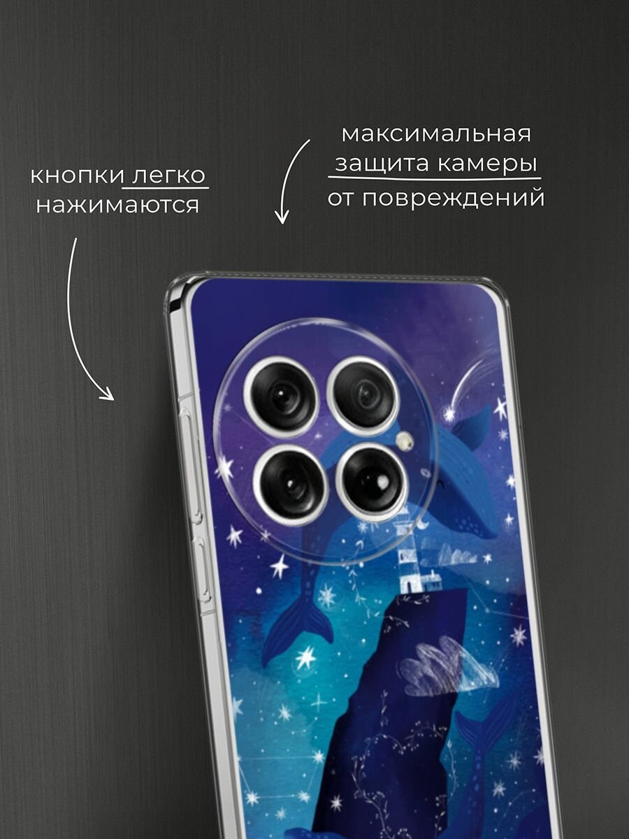 Силиконовый чехол на OnePlus 13 / Ван Плас 13 с принтом "Ночные киты" — фото 1