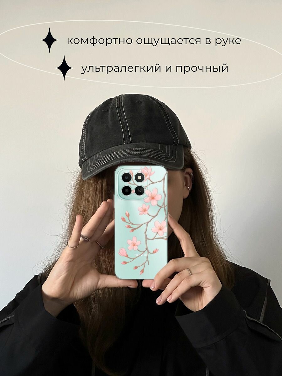 Чехол на Honor X6c / Хонор X6c с принтом "Веточка распускающейся сакуры 2" — фото 1