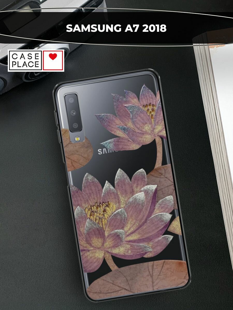 Чехол на Samsung Galaxy A7 2018 / Самсунг Галакси А7 2018 с принтом "Темные лотосы"