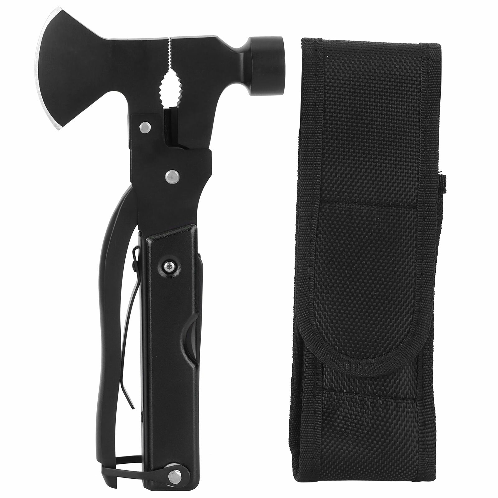 15в1 топор-молоток, многофункциональный, для кемпинга, черный.