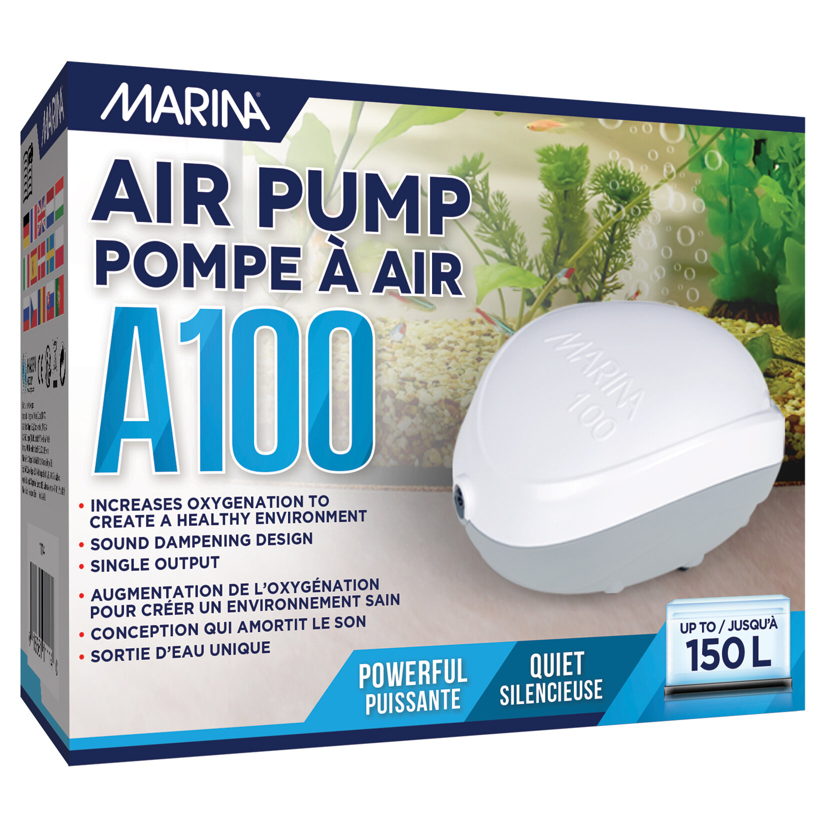 Компрессор для подачи кислорода "Marina Air pump 100" для аквариумов 75-150 л. /одноканальный/