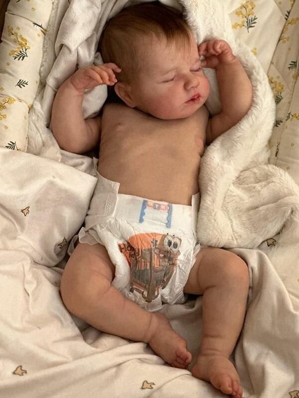 19 дюймов 48 см Новорожденный ребенок Reborn Girl Loulou Кукла Реборн, виниловый корпус