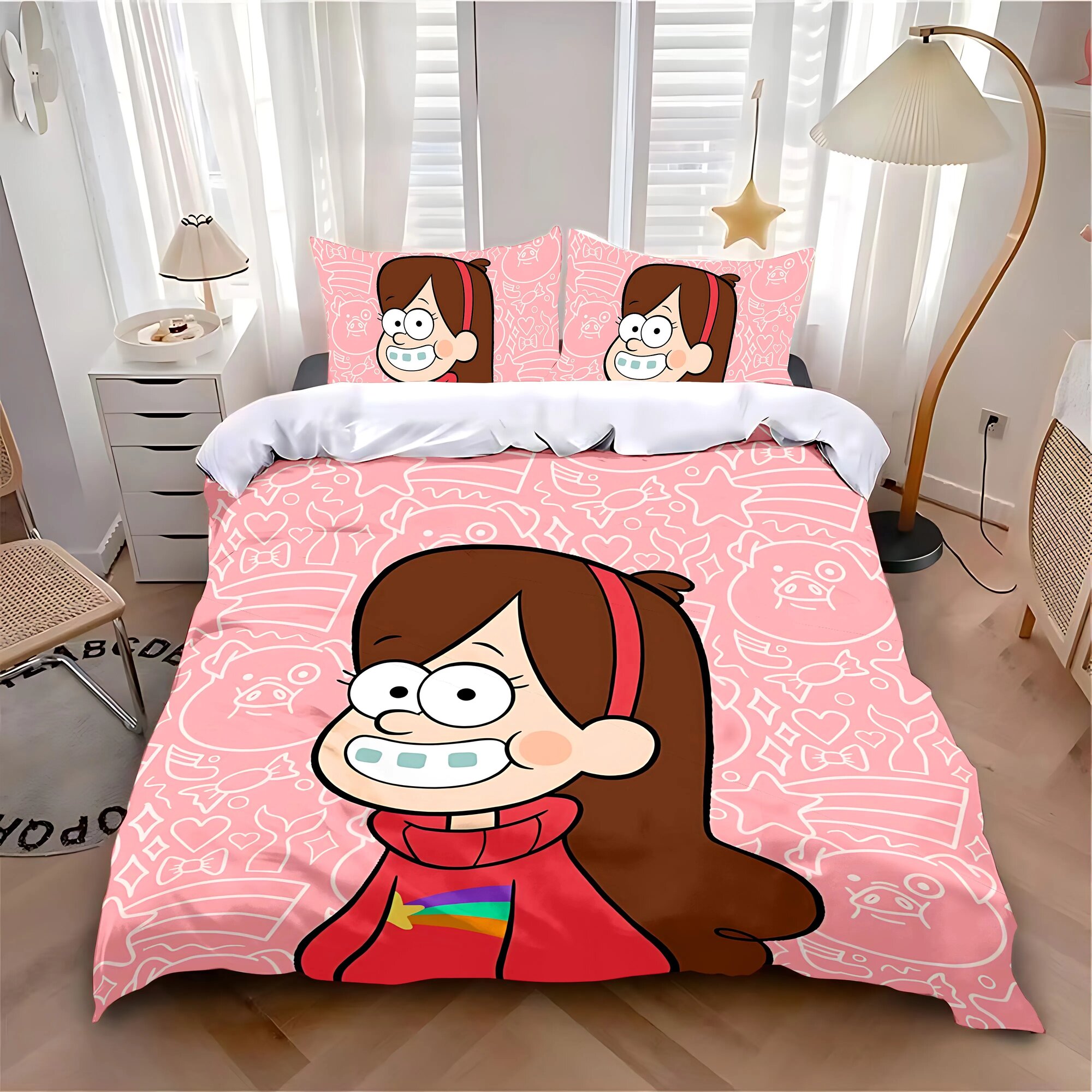 Комплект постельного белья G-Gravity F-Falls из полиэстера Розовый, EU SK(260x220cm), 9