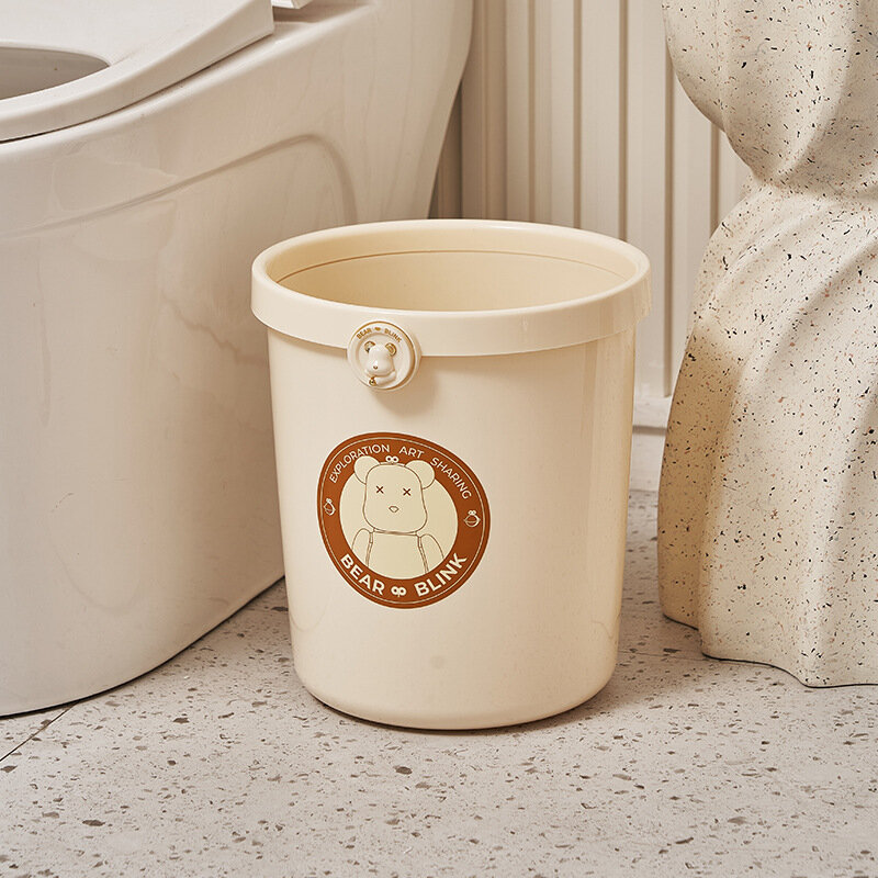 Мусорное ведро "Медведь", пластик, кремово-белого цвета, без крышки