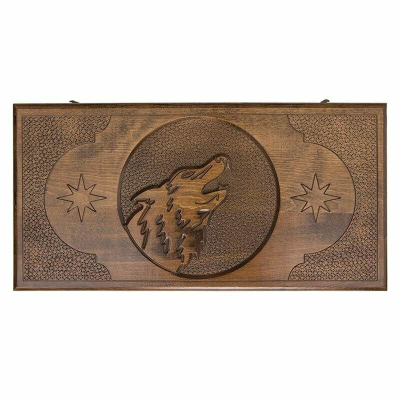 Нарды резные Волк, Ustyan подарочные большие деревянные из бука резаные / 60х60 / армянские