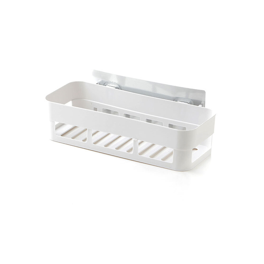 Полка для ванной комнаты настенная одноярусная 1шт PVC органайзер без сверления крепление сильные присоски керамика стекло монтаж дренажные отверстия туалетные принадлежности средства для купания хранение кухонный шкаф дверь использование