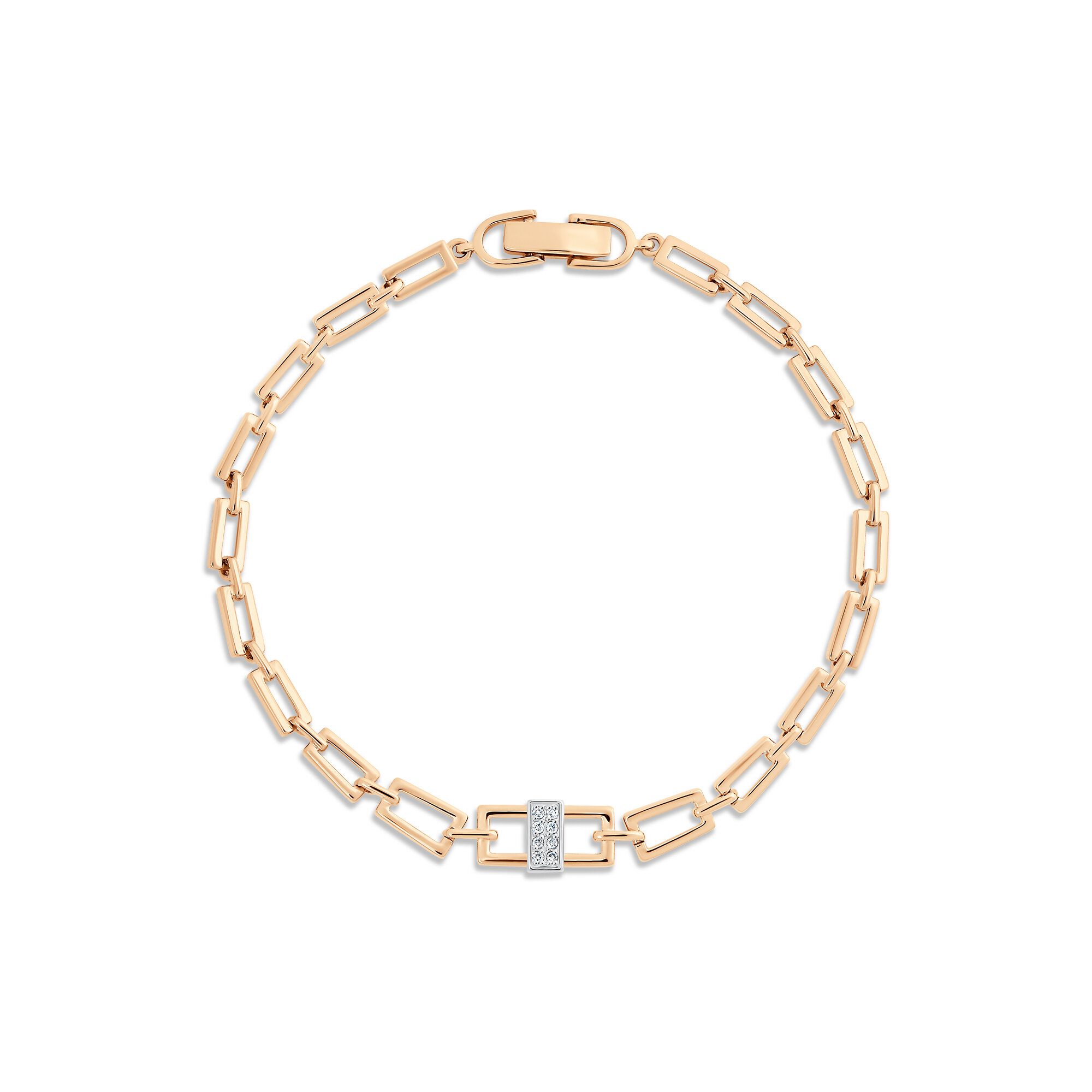 Браслет, красное золото, 585 проба, бриллиант