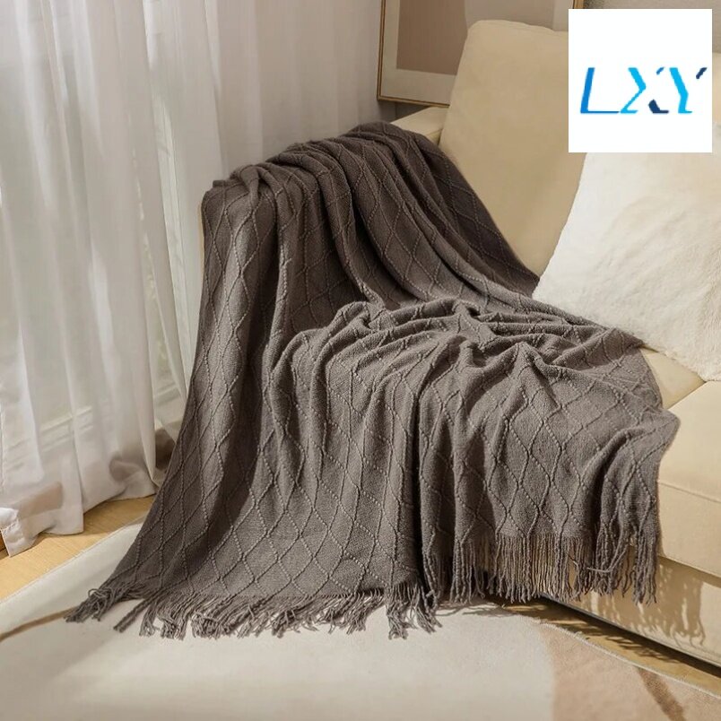 Плед вязаный "Exclusive", акрил, темно-коричневый, 127х180см