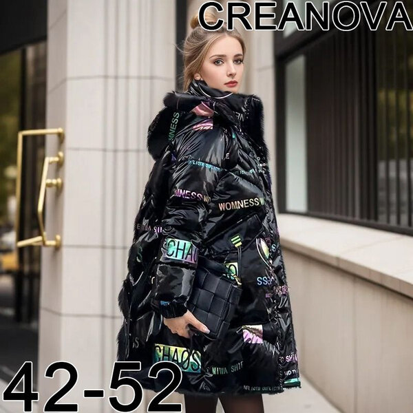 Пуховик Женский CREANOVA черный круглый Хлопок