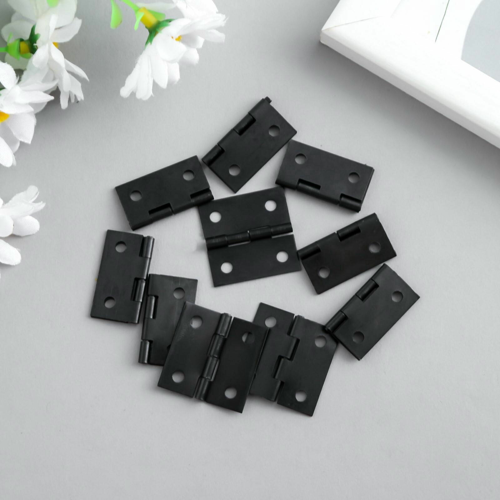 Петля для шкатулки, ключницы, с прямыми углами, металл, чёрная, набор 10 шт, 2.5x2.5 см