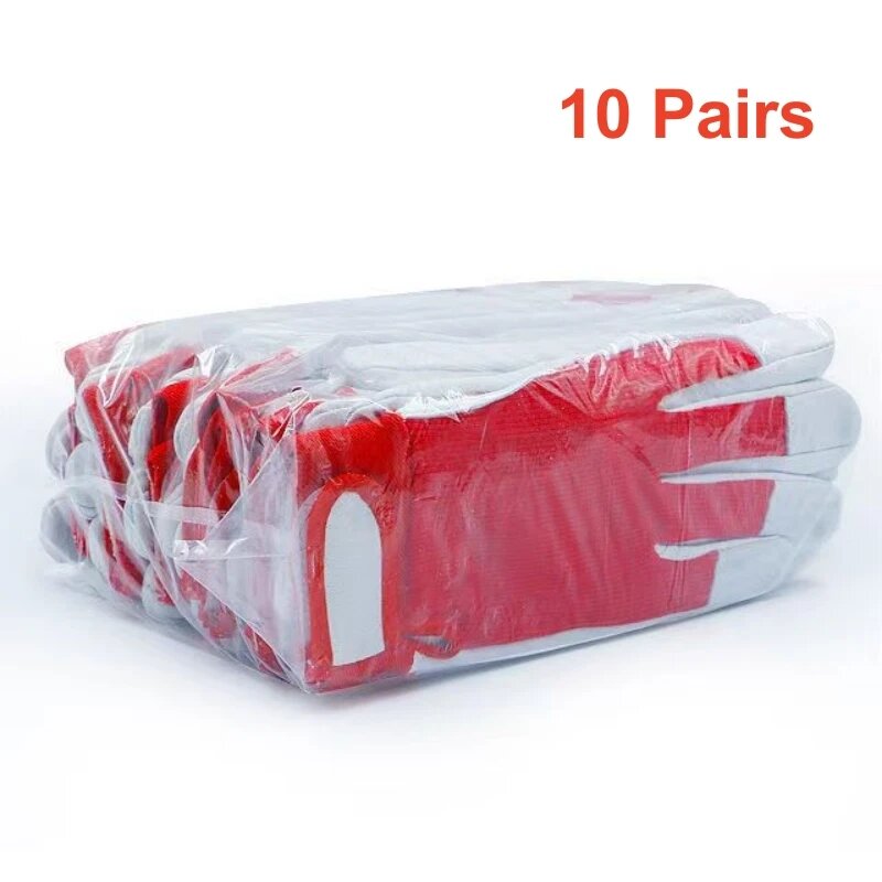 Кожаные рабочие перчатки из овчины, 10 пар Красный, 1