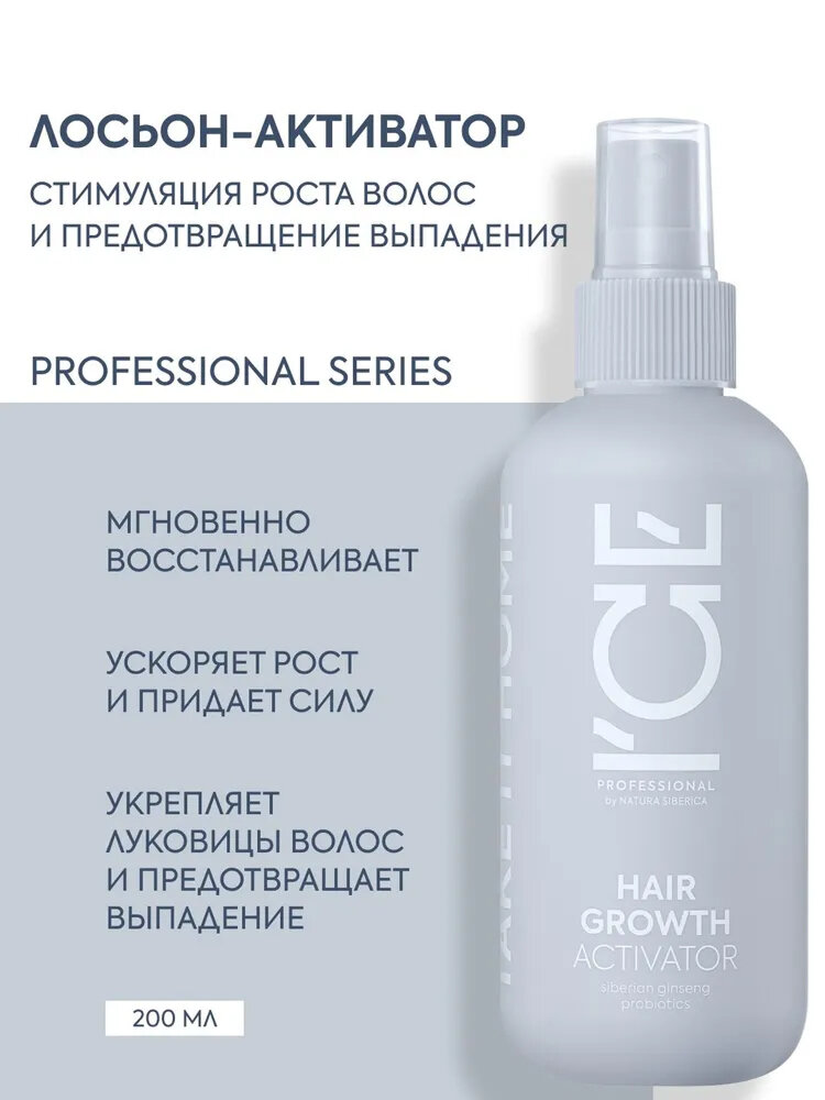 Лосьон для волос ICE Professional by Natura Siberica стимулирующий активатор для роста, укрепляющий, органический, 200мл